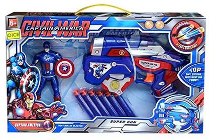 Richuzers Captain America Avenger Soft Foam Bullet Blaster Toy Gun With ...