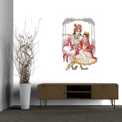 wallpics Lord Radhe Krishna Self Adhesive Decorative Wall Sticker ...