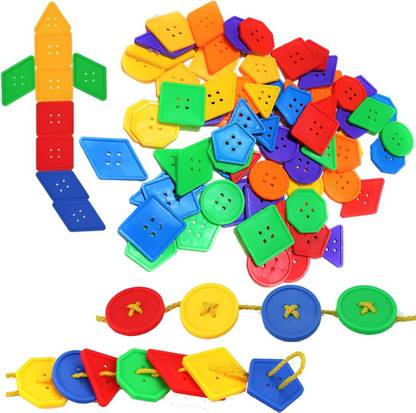 HALLSTATT Jumbo size 100+ pcs Big Button and Lacing Threading Shapes ...