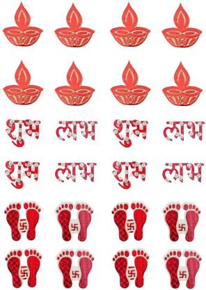 DIVINARY Subh Labh,Mata Laxmi Charan,Mini Diya Stickers For Mandir ...