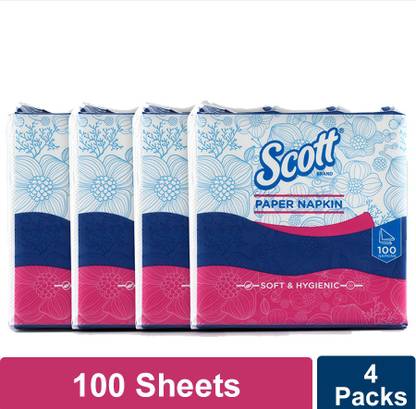 Scott Essential Paper Napkin (1324B)-4 Packs x 100 Napkins (400 Total ...
