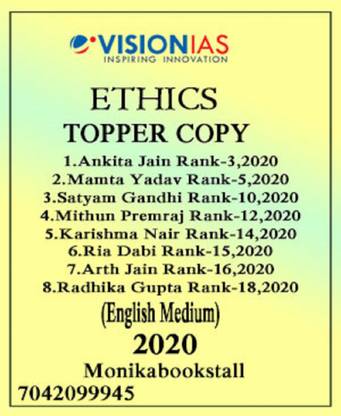 Vision IAS-Ethics Topper Copy Part-01 With Spiral-English Medium 2020 ...