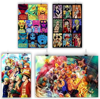One piece combo poster 1658 Paper Print - Animation & Cartoons posters ...
