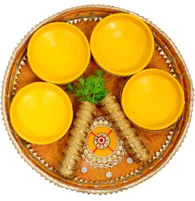 Lumi fashions Premium Quality Tel Haldi Thali | Tel Bhaan Haldi Platter ...