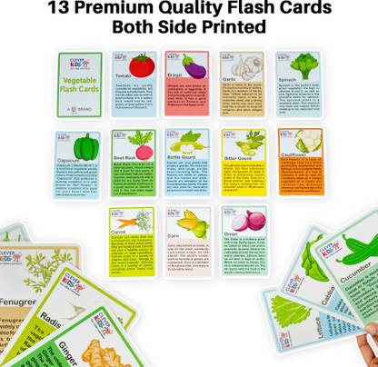 Clever Kids Educational Flash cards Vegetables.13 double sided flash ...