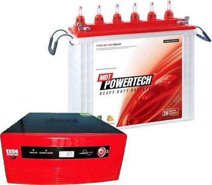 POWER TECH PT 800+Exide GQP 1050 Tubular Inverter Battery Price in ...