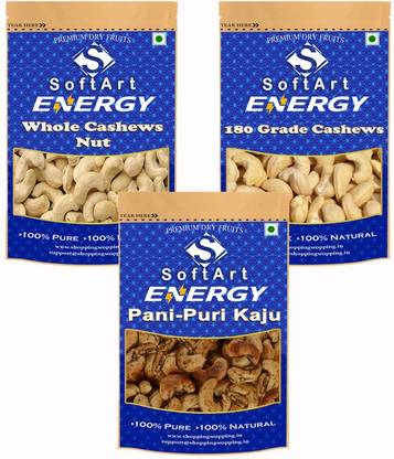 Soft Art Dry fruits combo of Kaju, Kaju,Pani Puri Kaju (100g Each ...
