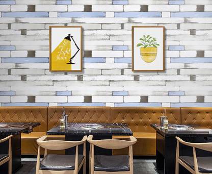 Flipkart SmartBuy Wallpaper Home Decoration Wooden Blue Pattern Extra ...