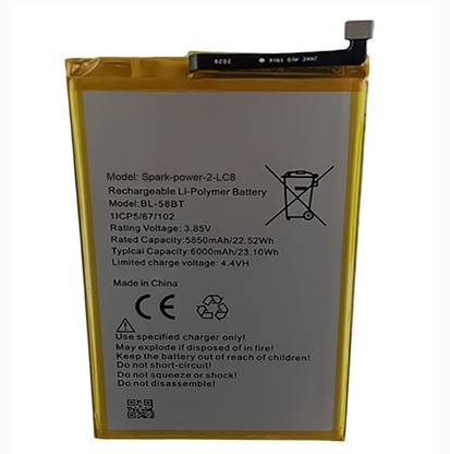 OTD Mobile Battery For Tecno Spark Power 2 LC8 6000mAh Price in India ...