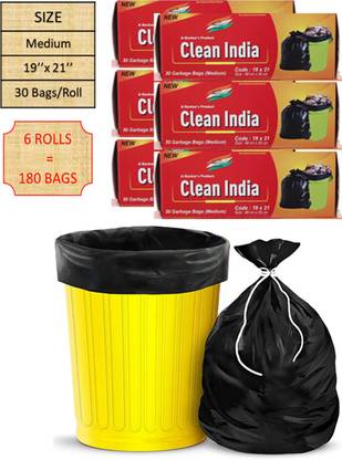 jj brothers Garbage Bags Pack of 6 Premium (180 Bags) (Black Colour ...