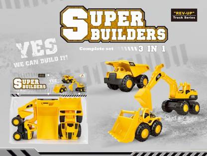 SPKART 3 in 1 Unbreakable Super Builder Complete Set Dumper Excavator ...