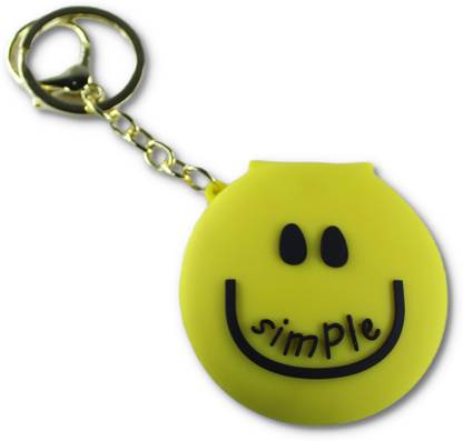 MAG BEE Simple Smiley Emoji Smiling Face with mirror Rubber Keychain ...