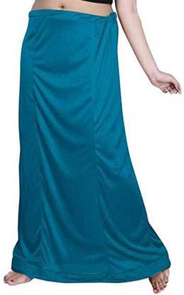 Quickcollection Readymade Blue Satin Petticoat Saree Inner Ware ...
