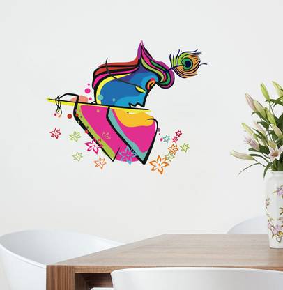 Decor Area 58 cm flute krishna Wall Sticker & Decal Self Adhesive ...