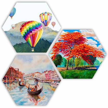 CVANU Attractive Art Of Colourful Parachute Design Laser Cutout Hexagon ...