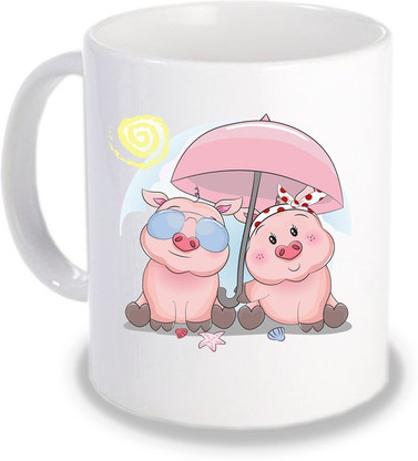 Kitchen & Dining Pig Coffee Cup Mug White Blue Drink & Barware etna.com.pe