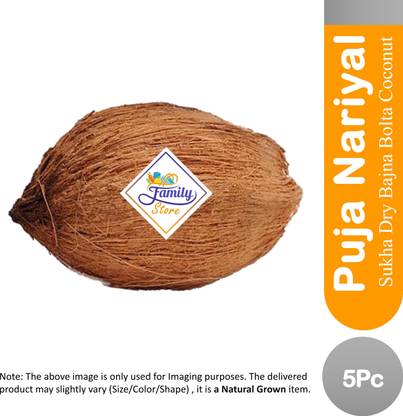 Family store Puja/Pooja Naariyal | Dry Coconut | 5 Pc | Sukha Bajna ...