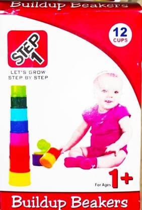 chakrika Educational Plastic Build Up Stacking Beakers for Kids Ages 1+ with Different ...