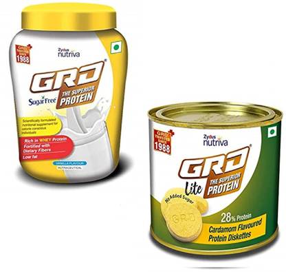 GRD Vanilla Sugarfree Low Fat powder 200g & Cardamom protein No Sugar ...