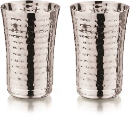 Gurukrupa (Pack of 2) STAINLESS STEEL HAMMER FINISH LASSI-DA-GLASS SET ...