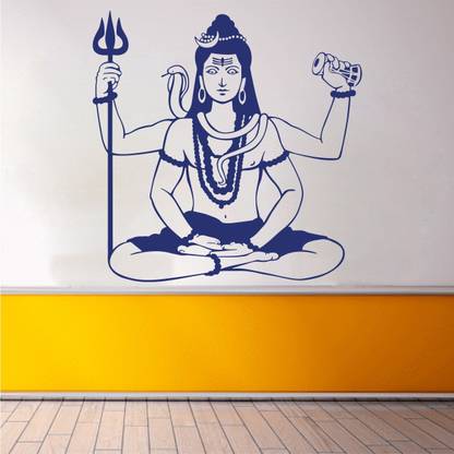 CRAFT STUDIO 55 cm mhadev ji_ shiva_ shiv ji blue wall sticker (55X57 ...