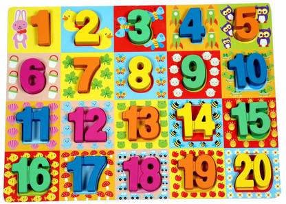 Authfort Wooden 1 TO 20 Number Puzzles for Kids, Montessori Digital ...