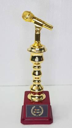 Golden Divine Creations Best Singer Award Mike Trophy with Long Piller ...