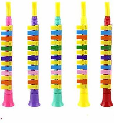 IndusBay Set of 5, Plastic Flute Toy 13 Keys Note Trumpet Mouth Organ ...