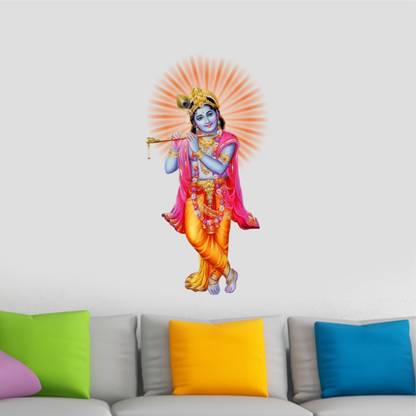 Divine studio 38 cm lord krishna Wall Sticker Picture 437 Self Adhesive ...
