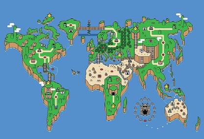 s25qN3TC map super mario snes retro games wallpaper Poster Paper Print ...