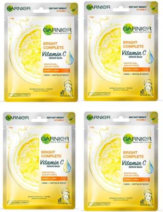 GARNIER Bright Complete Vitamin C Serum Sheet Mask|Pack Of 4 - Price in India, Buy GARNIER ...