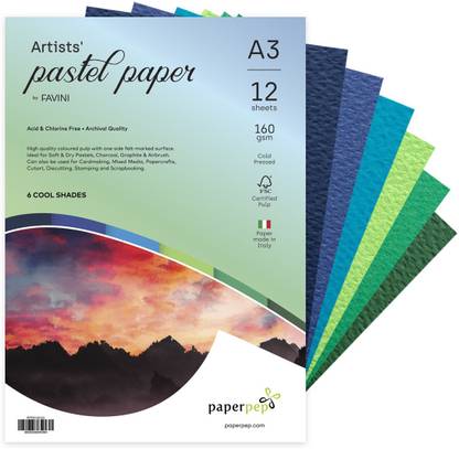 Flipkart.com | Paper Pep Artists' Pastel Papers 12 Sheets A3 160 gsm ...