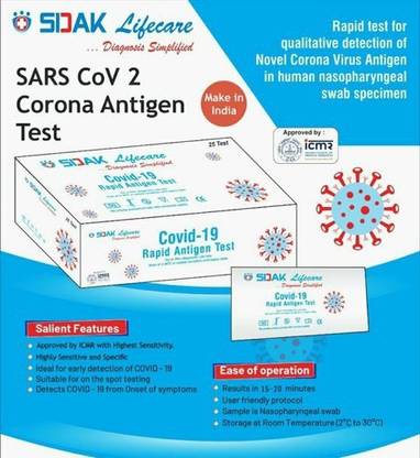 Nazar SIDAK ANTIGENT COVID TEST KIT (PACK OF 5) Antigen Self Test Kit ...