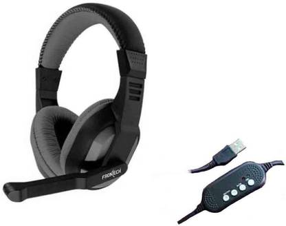 Frontech HF-3447 USB powered with Mic multimedia Wired Headset Price in ...
