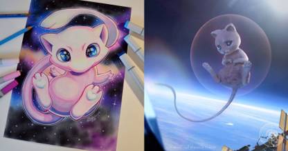 Mew Pokemon Poster Multicolor PhotoPaper Print (12 inch X 18 inch ...