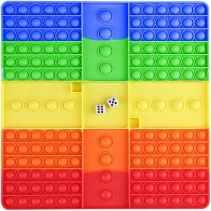 Party Propz Pop It Board Game - Silicone Rainbow Square Ludo Pop It ...