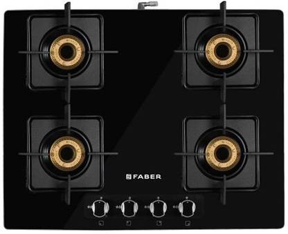 Faber Hob Cooktop Elite 4BB BK CI Glass Manual Gas Stove Price in India ...