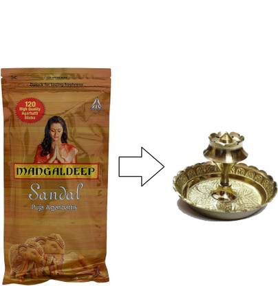 MANGALDEEP Sandal Pooja Agarbatti Incense Stick Ziplock With Agarbatti ...