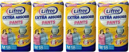 LIFREE EXTRA ABSORB ADULT PANT TYPE DIAPERS, SIZE MEDIUM, 18 PCS PACK ...