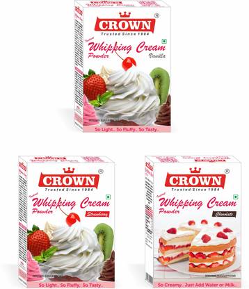 CROWN FOODS Whipping Cream Powder 150g (3 Flavors X 50g each-Vanilla ...