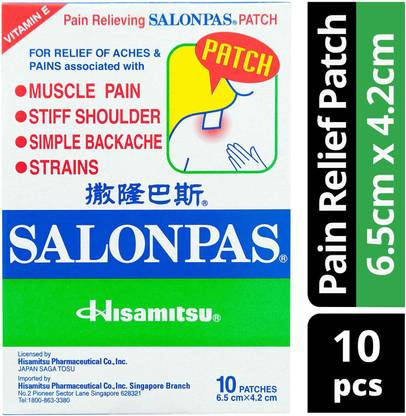 Salonpas (6.5CM X 4.2 CM) PAIN RELIEVING PATCH 10 PATCHES Plaster ...
