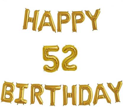 BUC Golden Golden Happy Birthday Balloon With Number 52 Price in India ...
