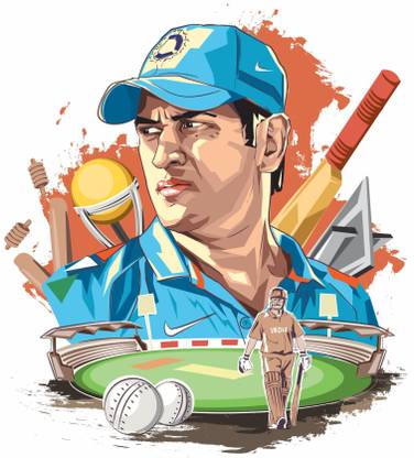 StickerYard Ms Dhoni Cricket Medium Self Adhesive Sticker Price in ...