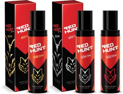 Red Hunt Alpha Tribe + Dark Wave + Wild Chase Body Spray - For Men ...