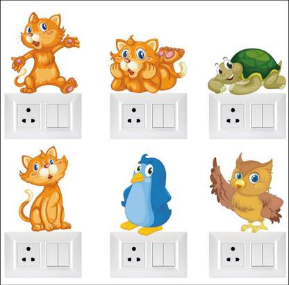 Smart Wall Guru 30 cm cute cartoons multicolor decorative switch penal ...