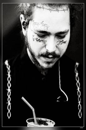 Post Malone Black White Rap Matte Finish Poster Paper Print - Animation ...