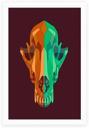 Geometric Coyote Skull Room, Office, Wall Decor, Poster Wallpaper Paper ...