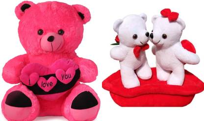 Crispy toys Three dil I Love You teddy with Romantic Loving Couple ...