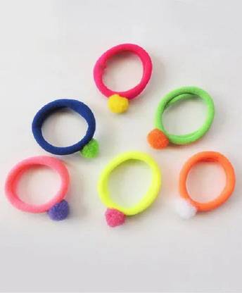 Shubhkamna Pom Pom Rubber Bands Set Of 6- Multi Colour Rubber Band ...
