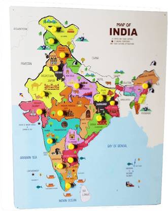DawnRays India Map Puzzle With Picture Wooden Large Map with States and ...